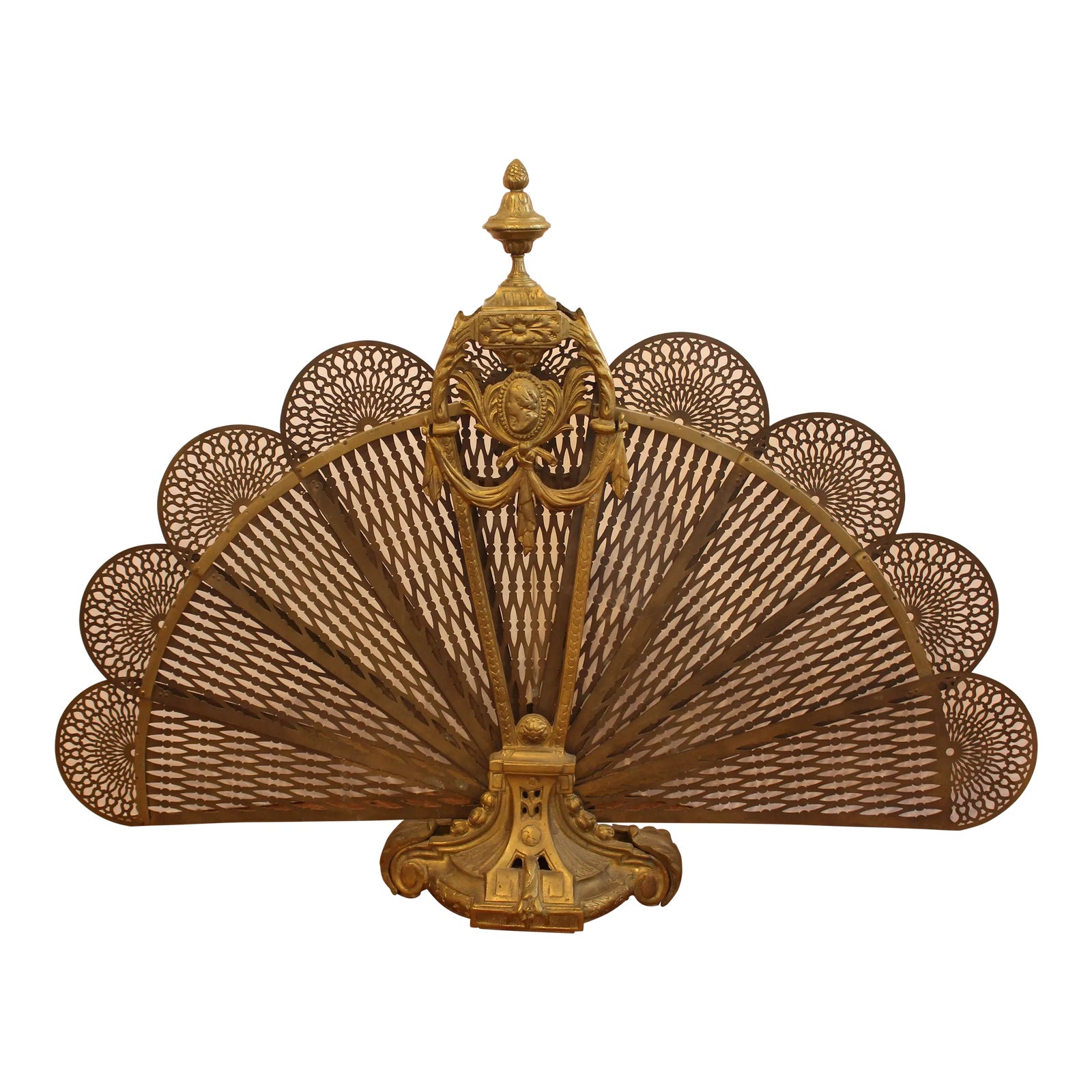 Circa 1900 English Brass Fireplace Fan | Chairish