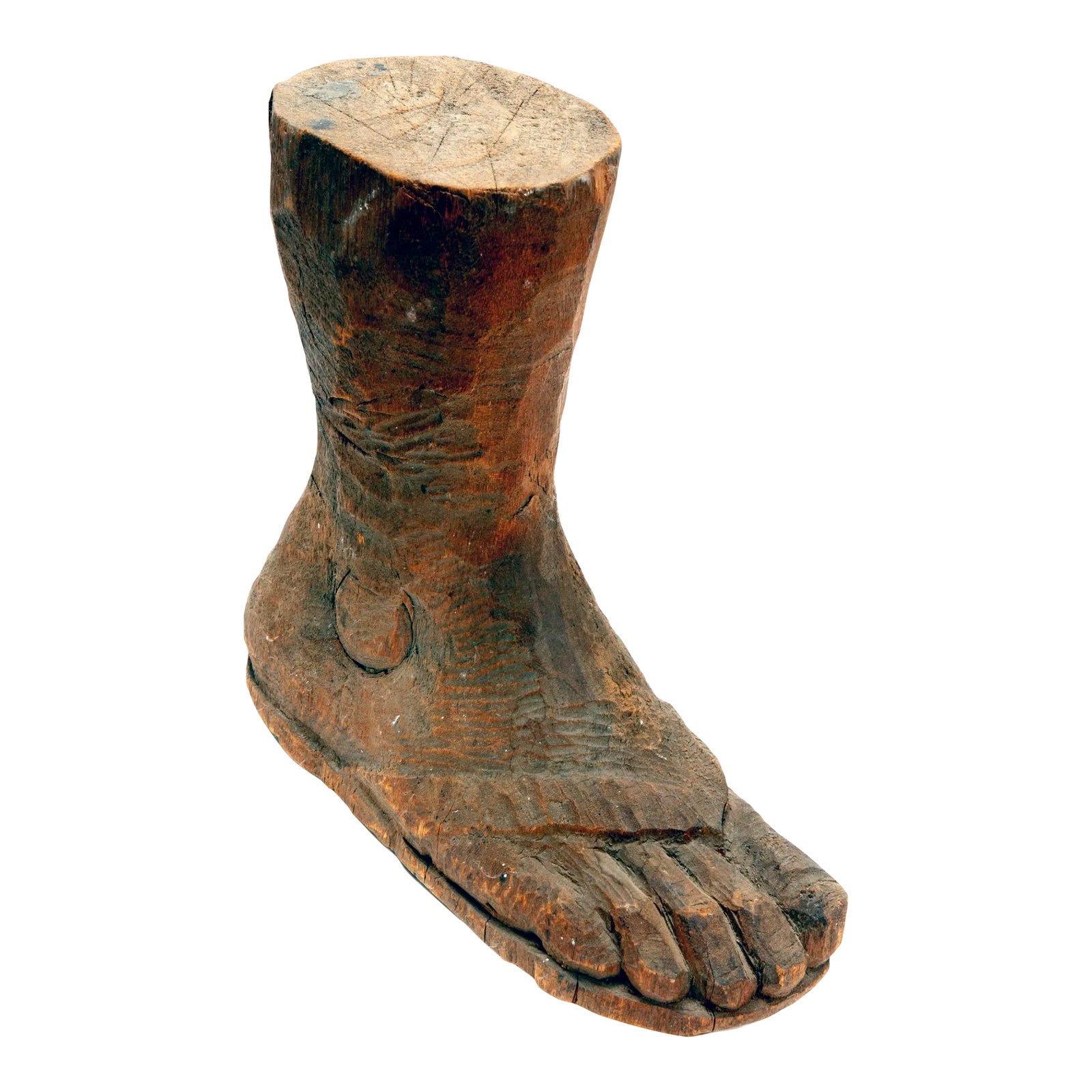 European Antique 19th Century Hand Carved Wooden Foot | Chairish
