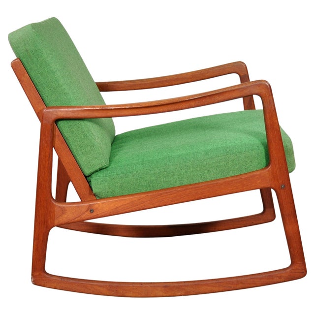 1960s Ole Wanscher Teak Green Rocking Chair for France and Son | Chairish
