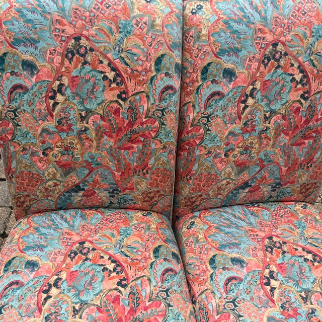 Pair of Parsons Upholstered Printed Chairs | Chairish
