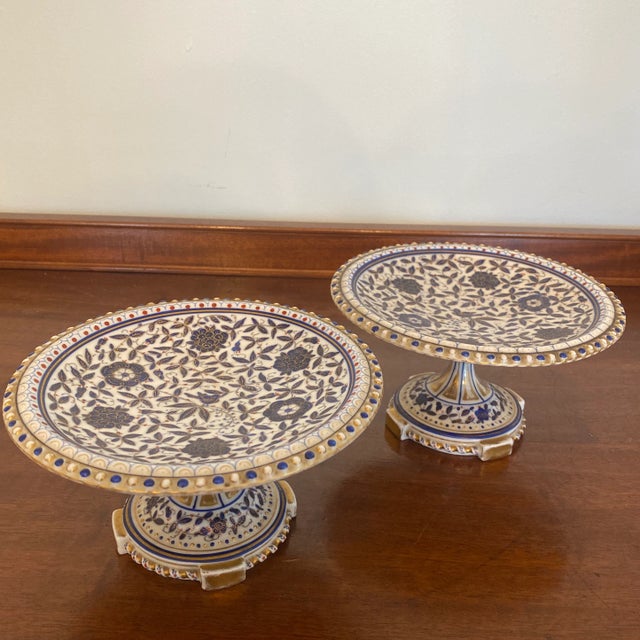 19th Century Russian Blue and White Enamel Porcelain Tazza a Pair ...