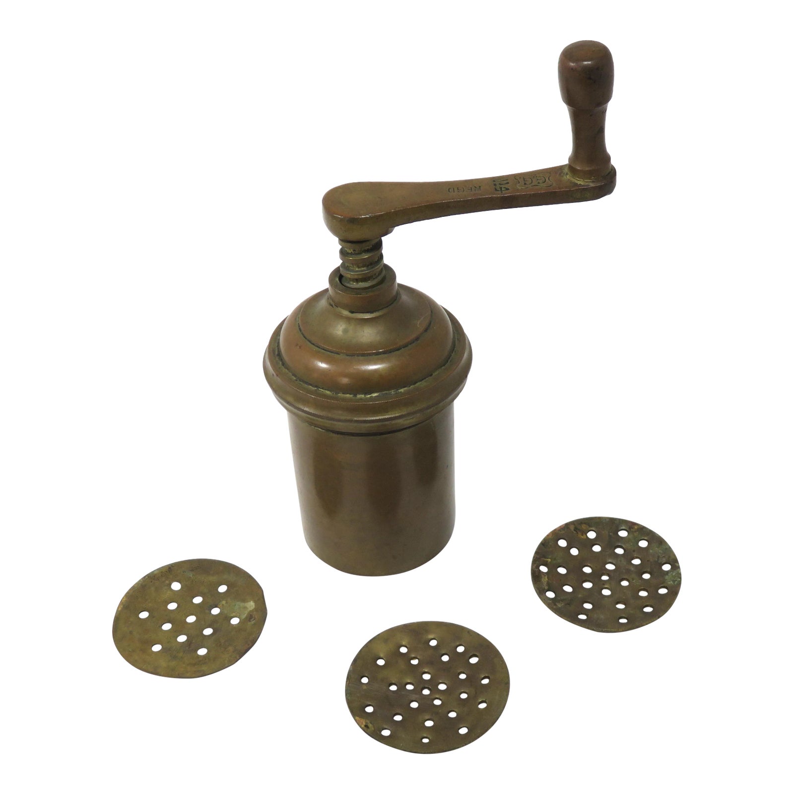 Unusual Antique Solid Brass Hand Crank Pasta Making Press - Kit | Chairish