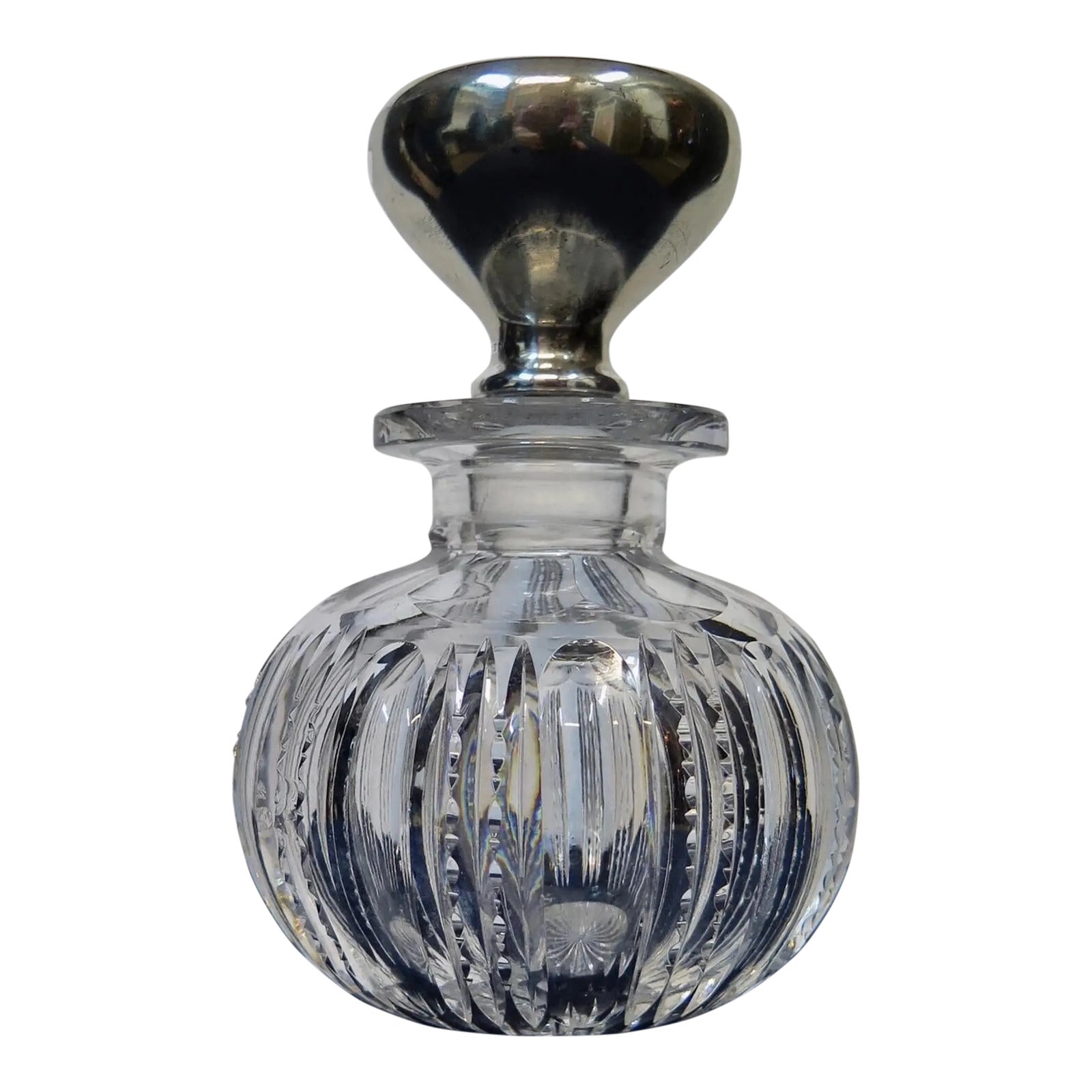Vintage Art Deco Period Sterling & Crystal Cologne Bottle | Chairish