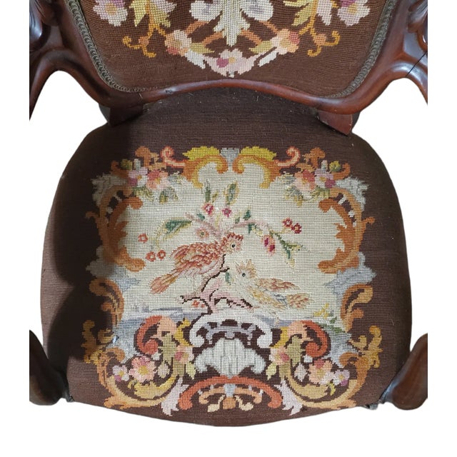 Late 19th Century Victorian Needlepointed Covered Arm Chair in the ...