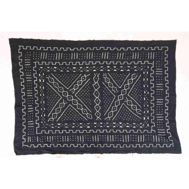 1990s Traditional Black and White Malian Hand-Crafted Mudcloth Textile ...