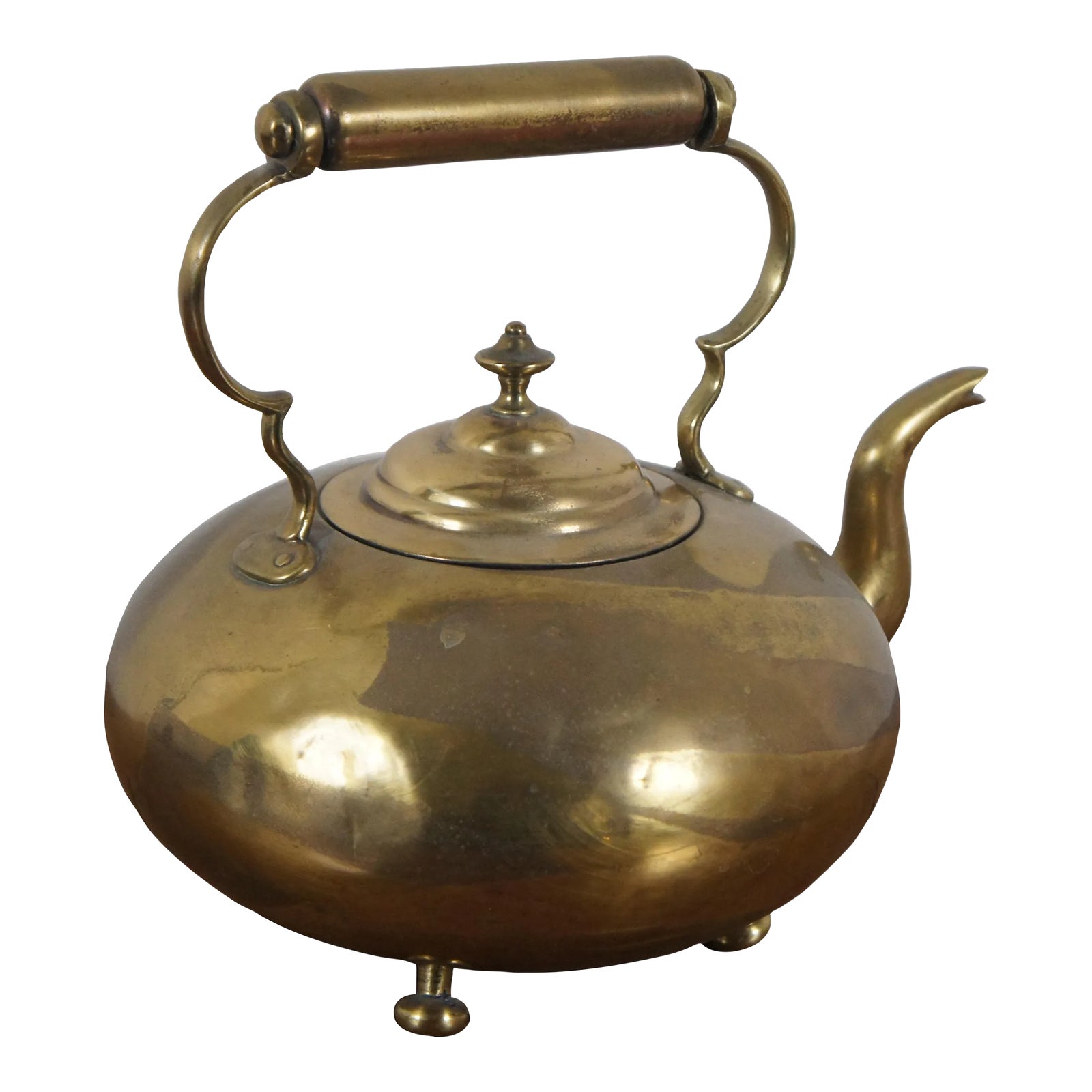 Antique Victorian Brass Hot Toddy Footed Goose Neck Tea Coffee Pot ...