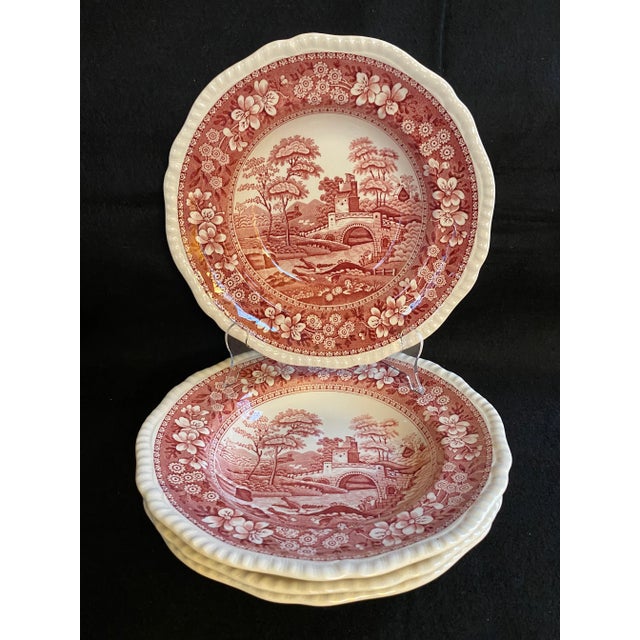 Mid 20th Century Spode “Pink Tower” Design; English Transferware Soup ...
