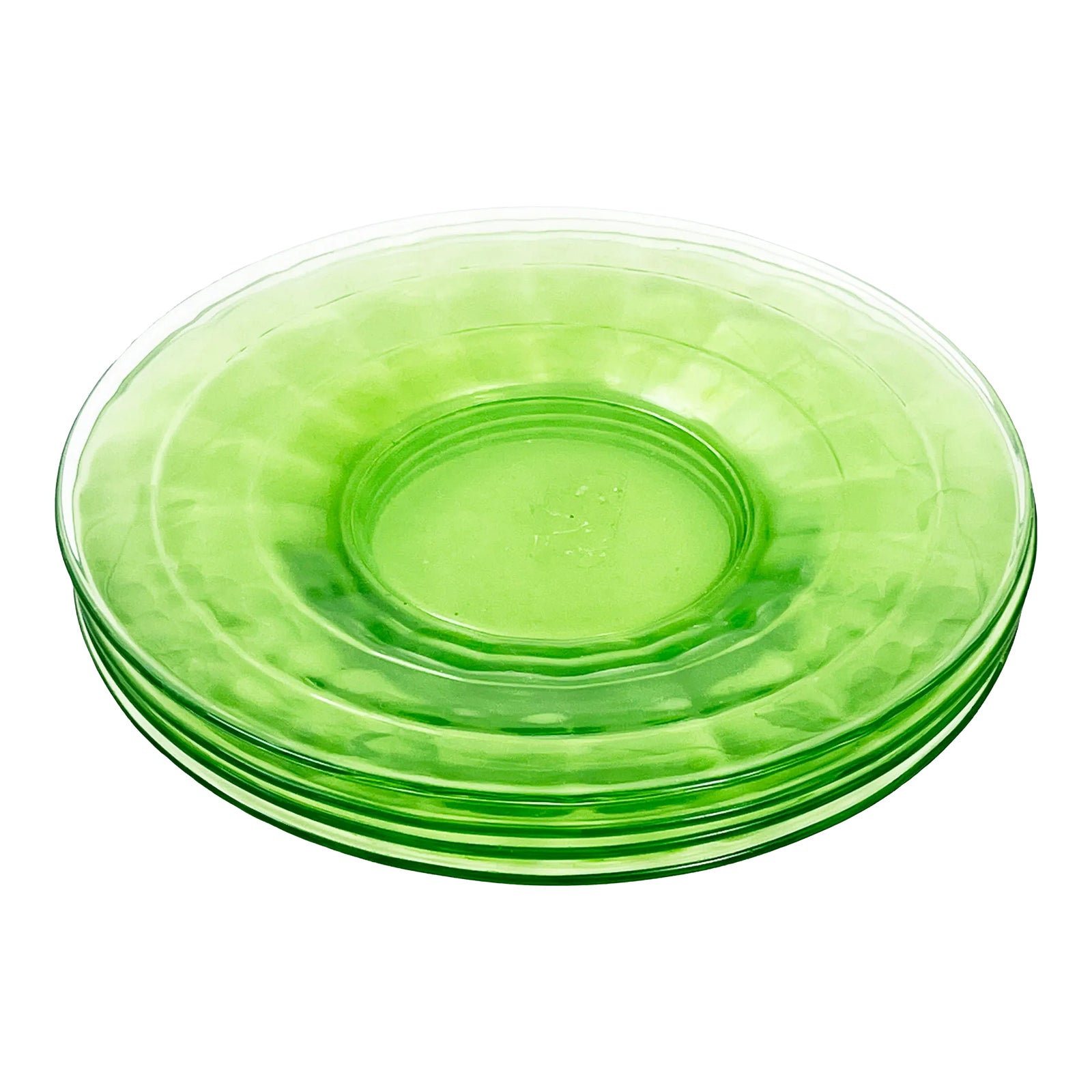 Vintage 1930's Hazel Atlas Green Uranium Glass Small Side Plates - 4 ...