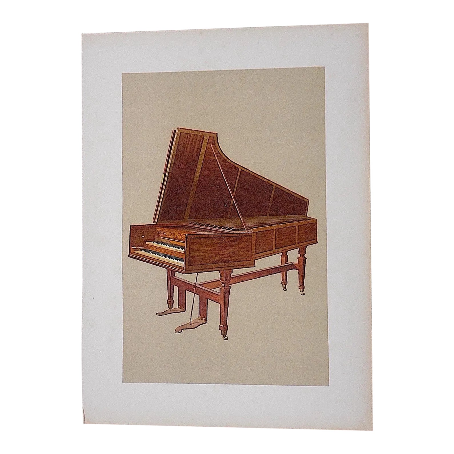 Antique Musical Instruments Lithograph,Harpsicord | Chairish
