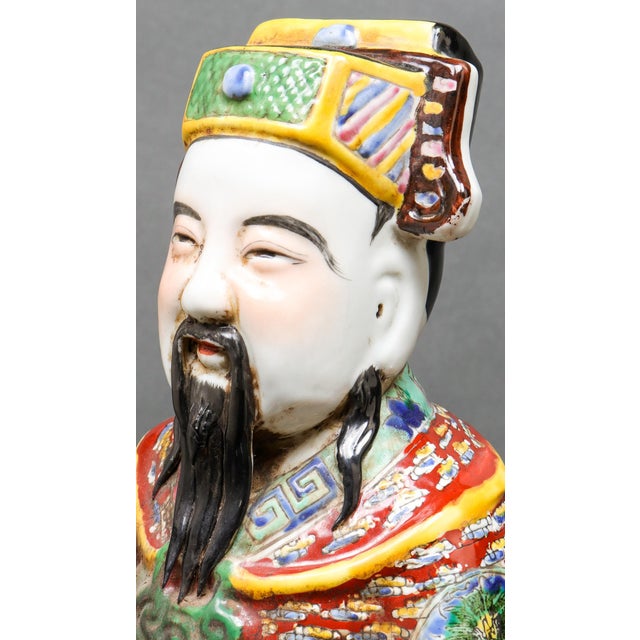 Chinese Tall Polychrome Ceramic Glazed Immortal Lu Figure | Chairish