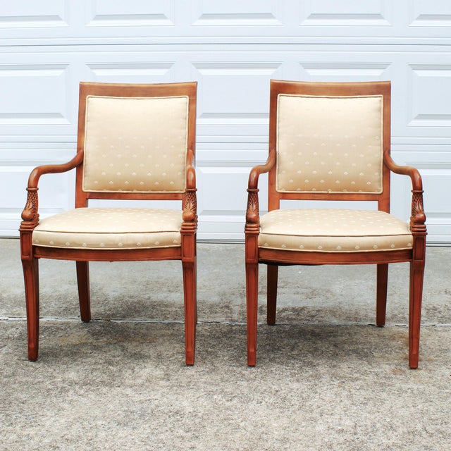 1980s Century Furniture Capuan Arm Chairs With Serpent Dolphin Carvings ...