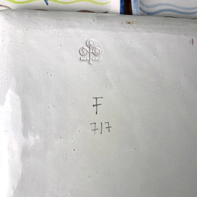 1960s Faience Square Pottery Luncheon Plates With Handpainted Fish ...