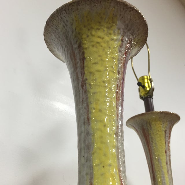 Mid-Century Yellow & Red Table Lamps - A Pair | Chairish