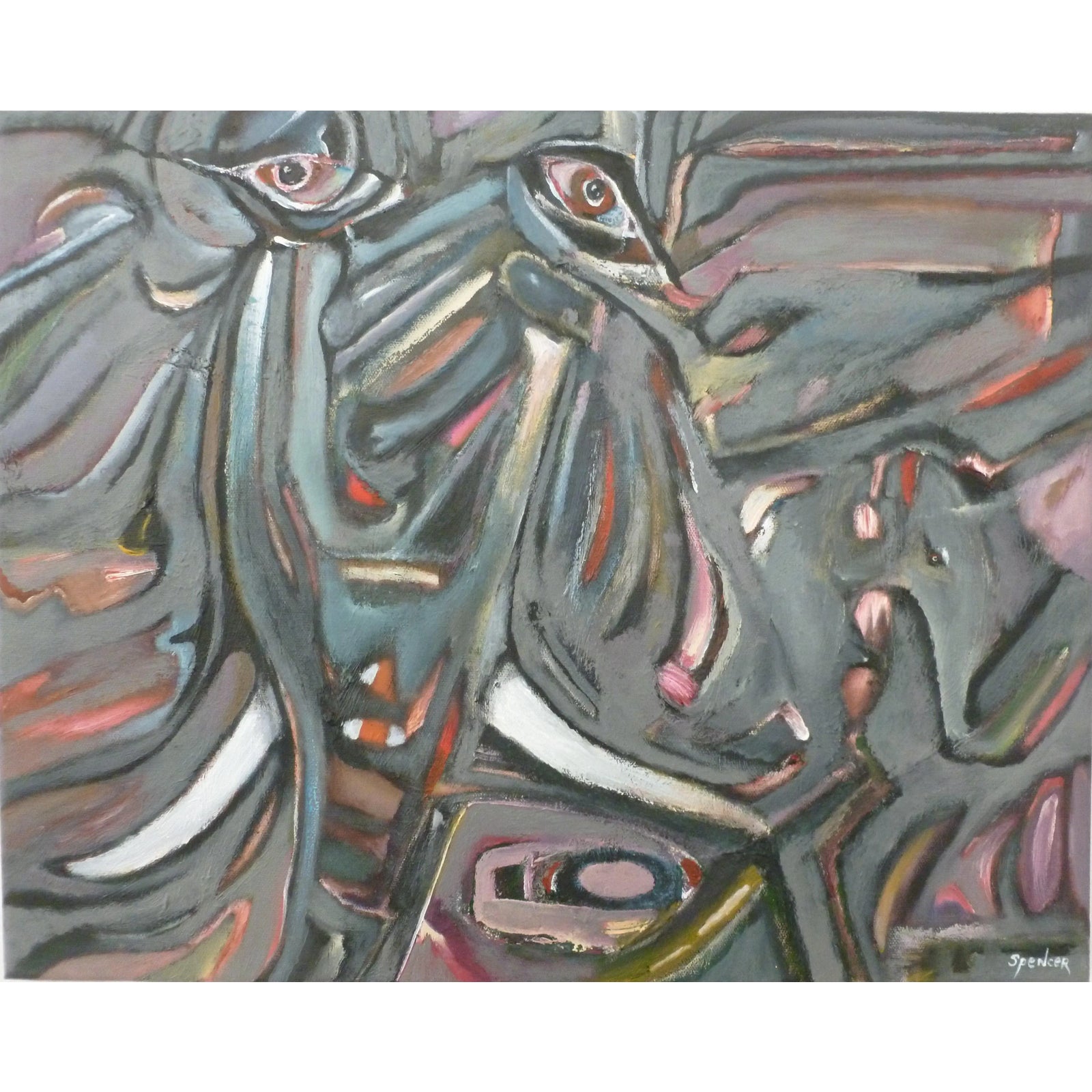 "Tusk, Tusk" Expressionistic Oil and Acrylic Painting by Scott Spencer ...