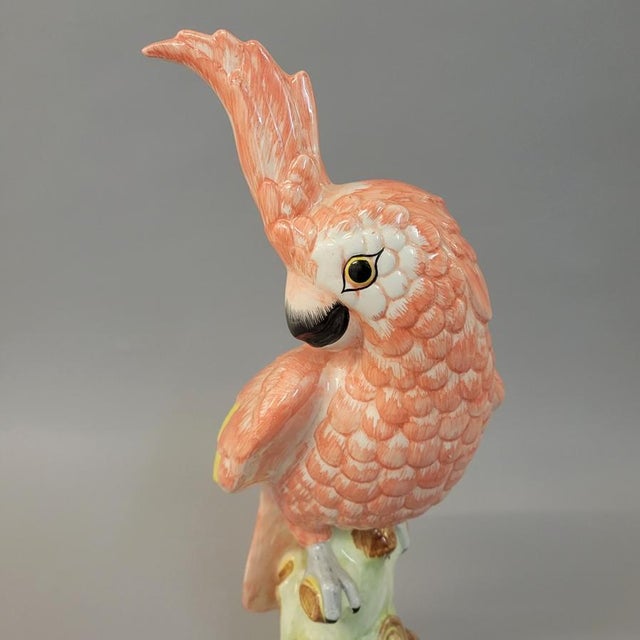 Tall Italian Chelsea House Porcelain Parrot Figurine | Chairish
