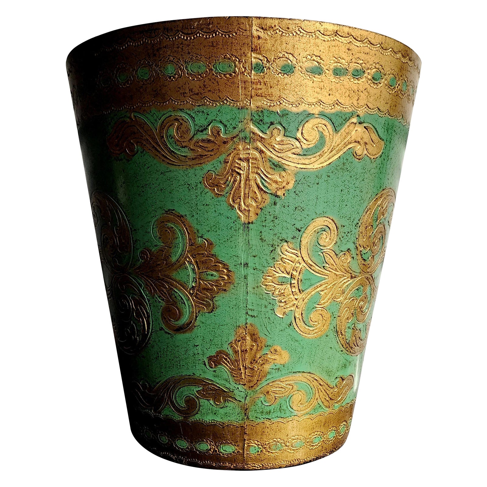 Beautiful Italian Vintage Fine Florentine Wastebasket | Chairish