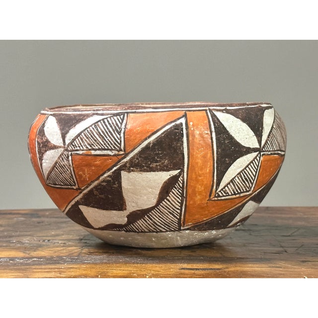 Antique Polychrome Native Acoma Pottery Bowl | Chairish