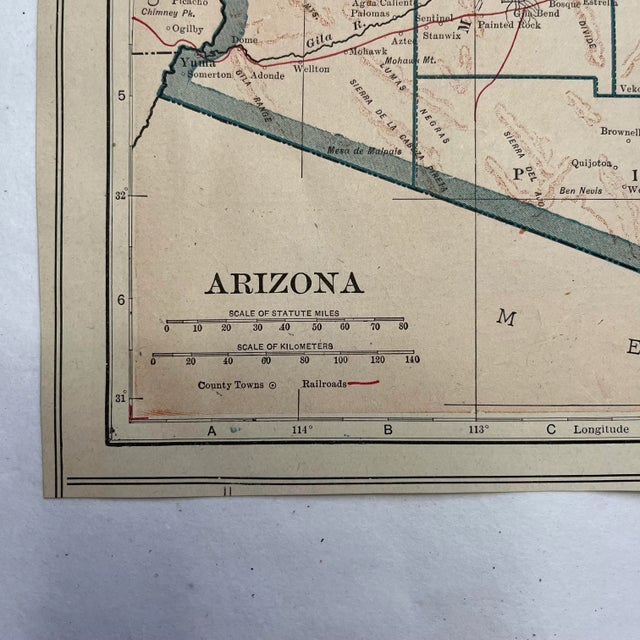 1920s Arizona State Map | Chairish