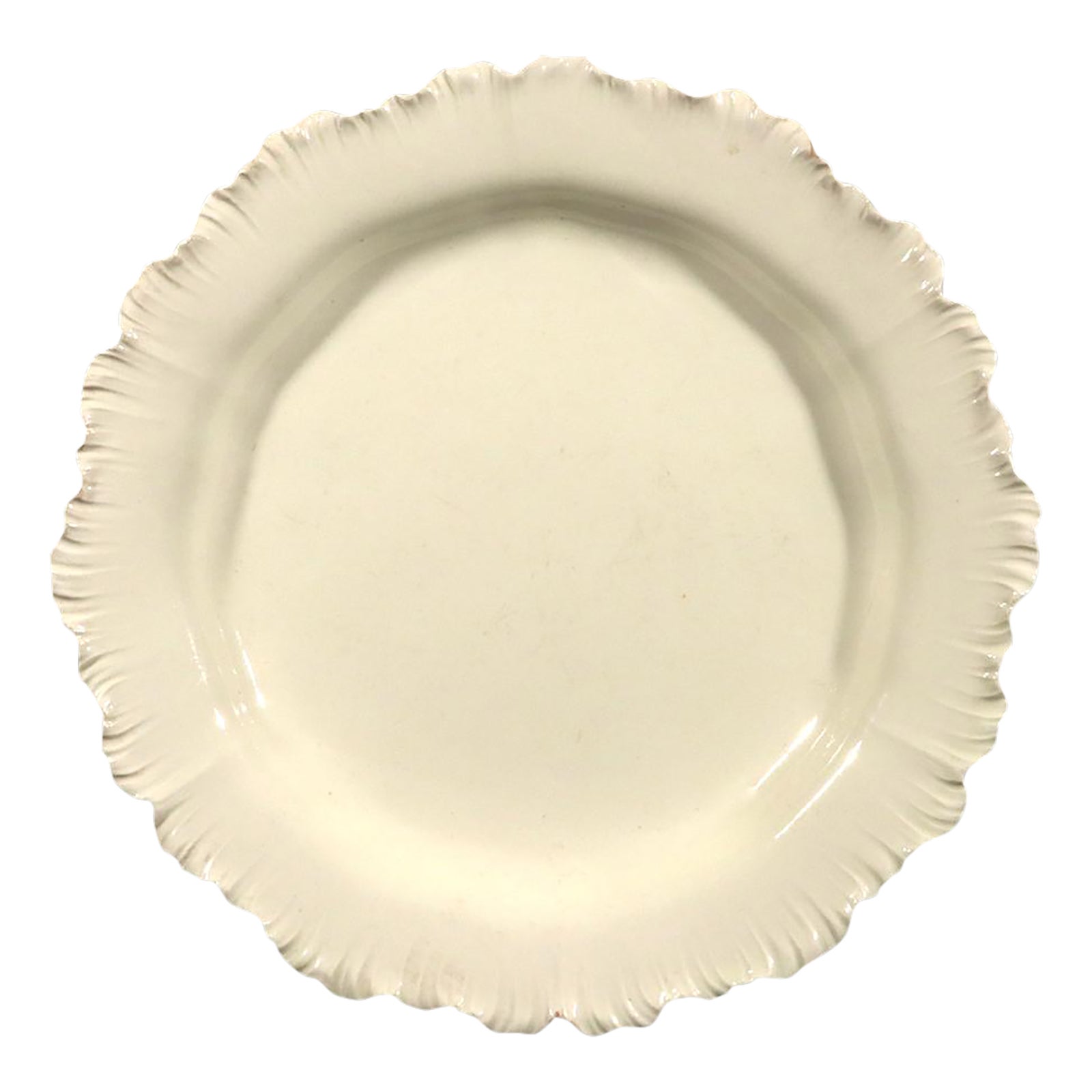 English Shell-Edge Creamware Pottery Plate | Chairish