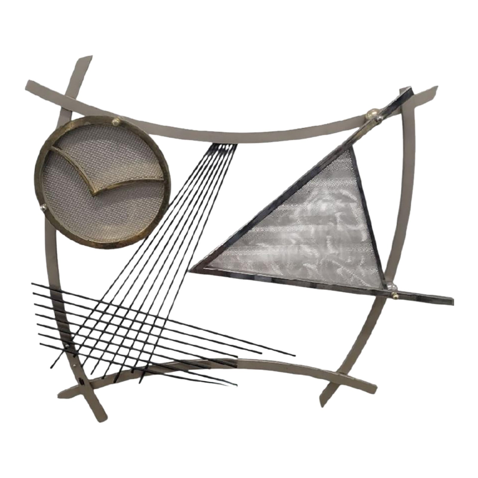 Massive Midcentury Modern Iron Brass Steel Jeff Mehringer Abstract ...