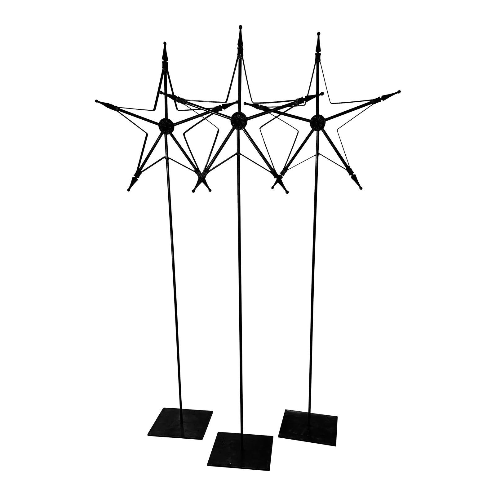 1980s Architectural Decorative Iron Stars on Stands - Set of 3 | Chairish