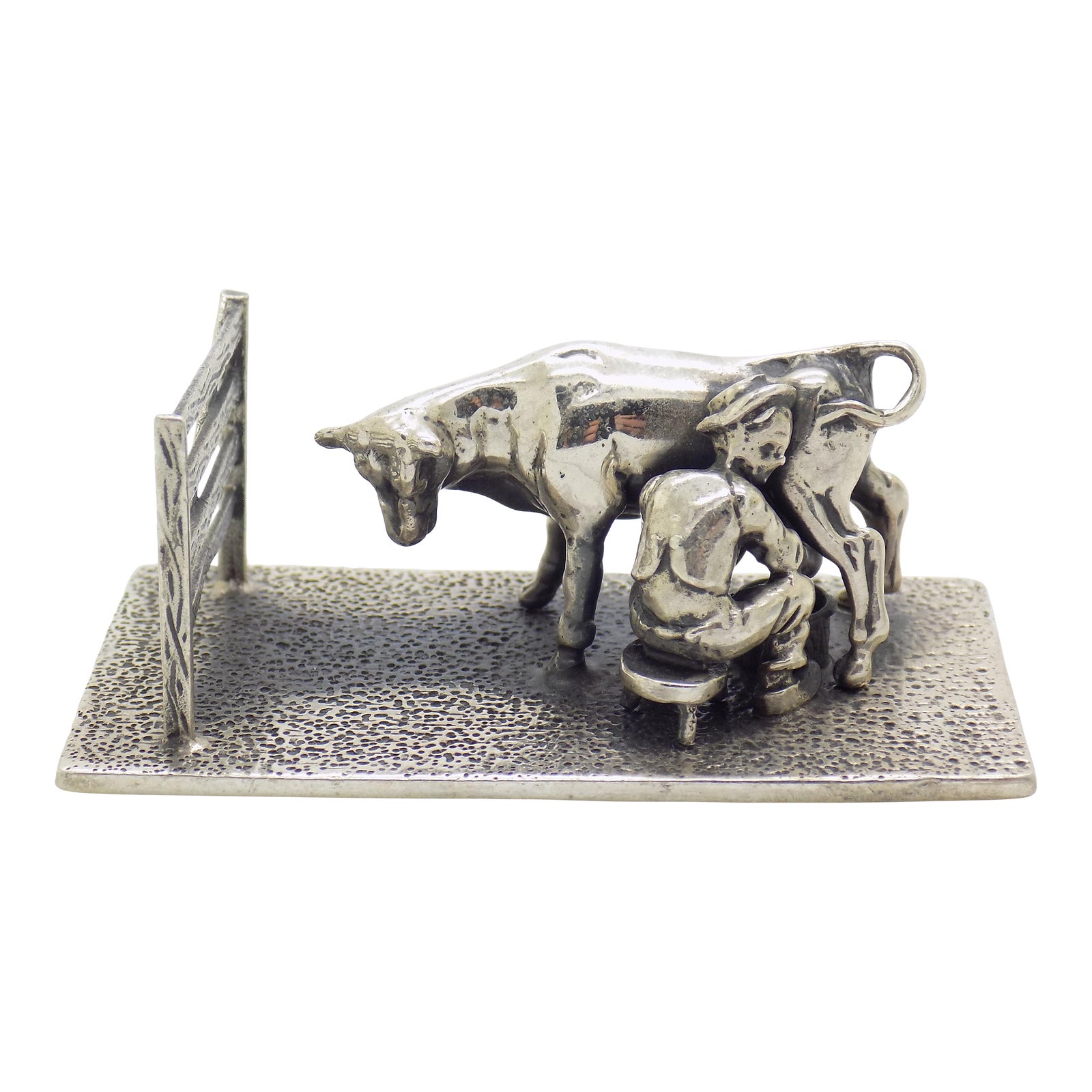 Vintage Italian Handmade Genuine Solid Sterling Silver Farmer & Cow ...