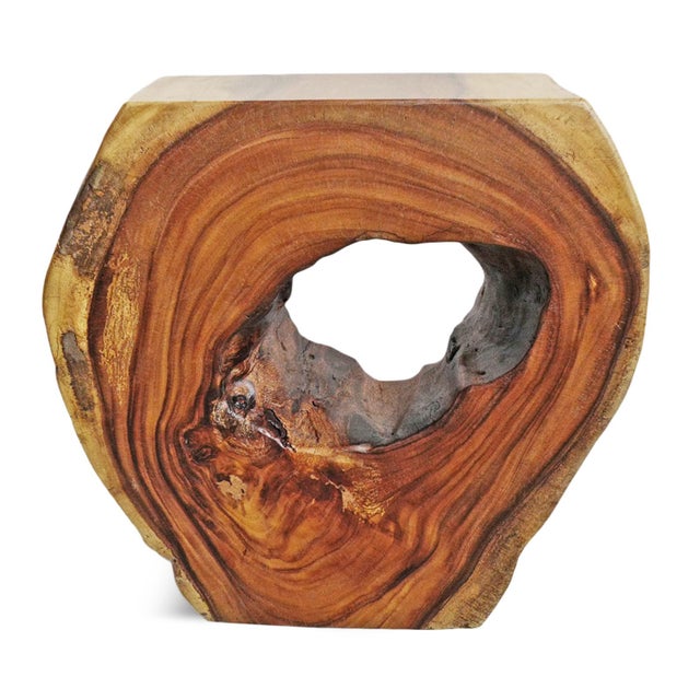 Organic Monkey Pod Hole Console Table | Chairish