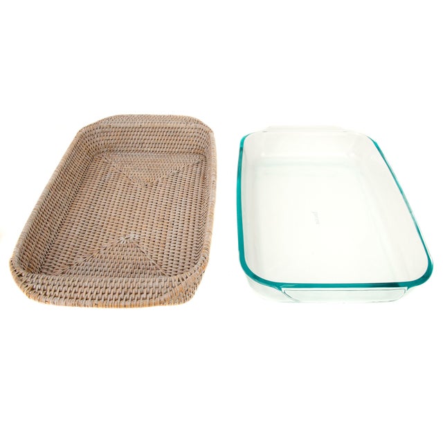 Artifacts Rattan Rectangular Pyrex Holder | Chairish