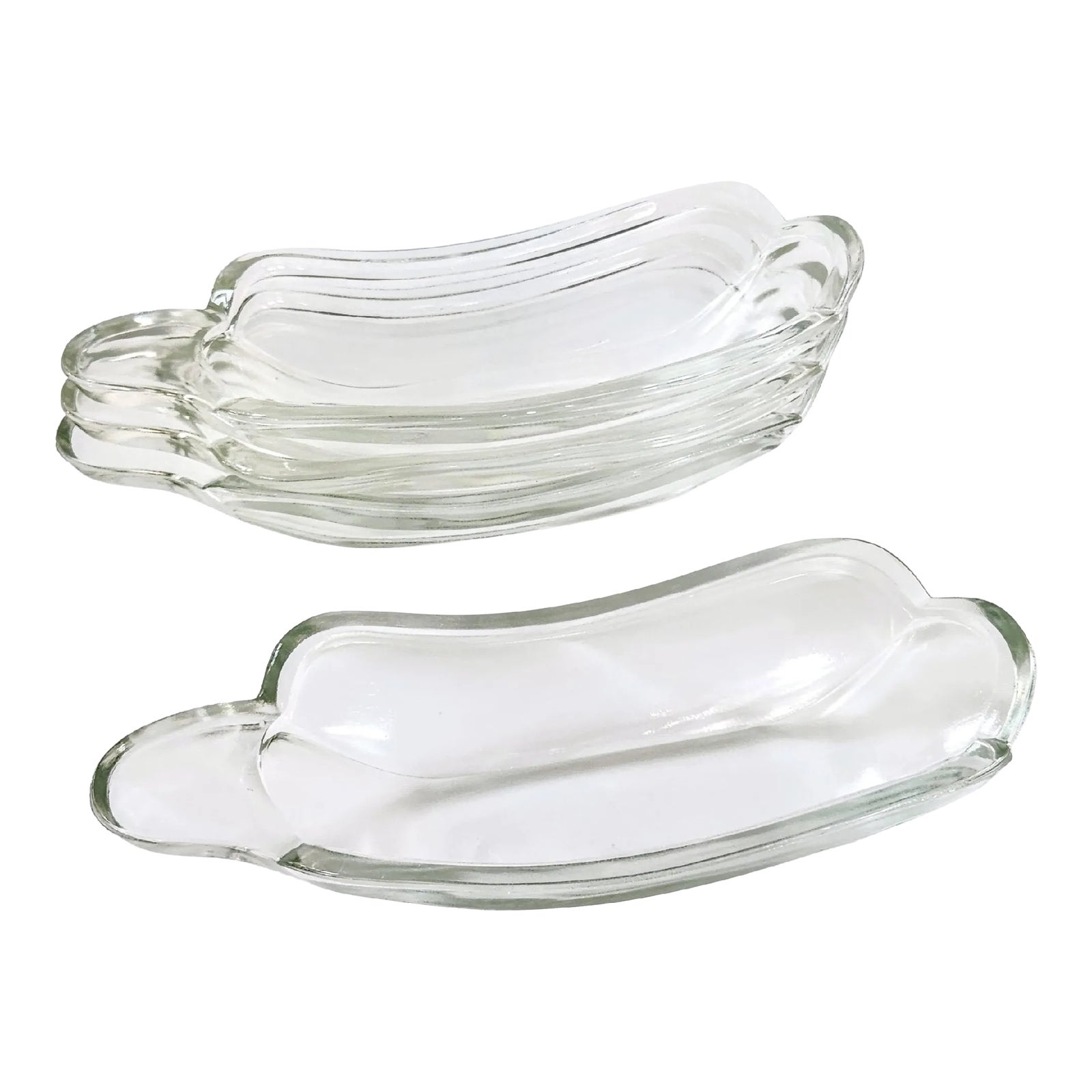 Vintage Banana Split Serving Dishes, Hot Dog Glasses, Boat Dishes, Set ...