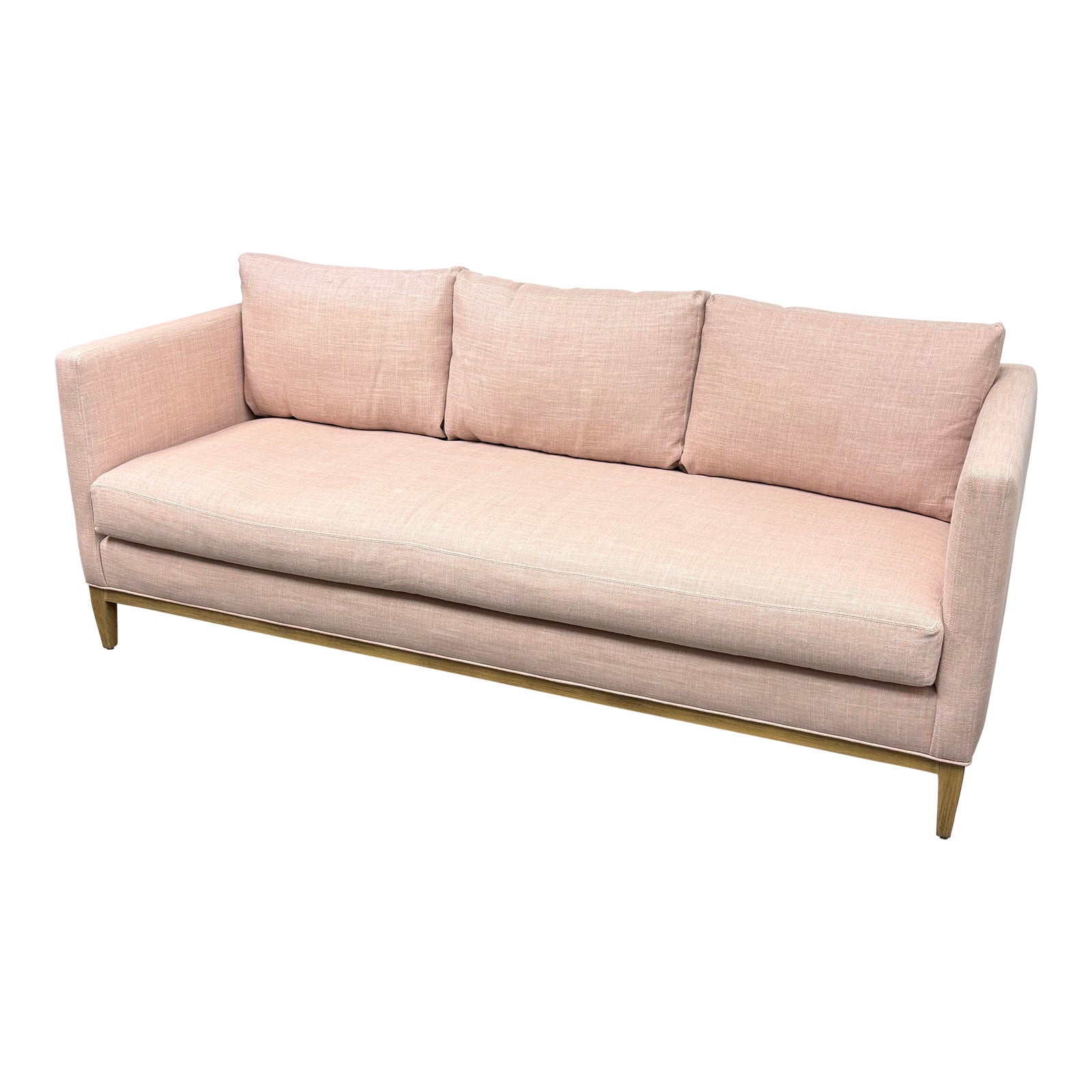 Serena & Lily Barton Track Blush Washed Linen Arm Sofa | Chairish