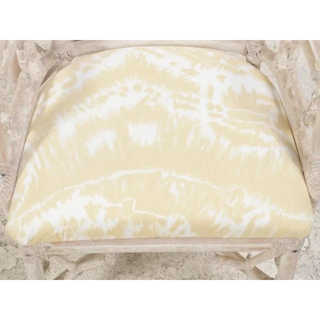 Chinese Chippendale Rattan and Leather Whitewashed Dining Set - 5 ...