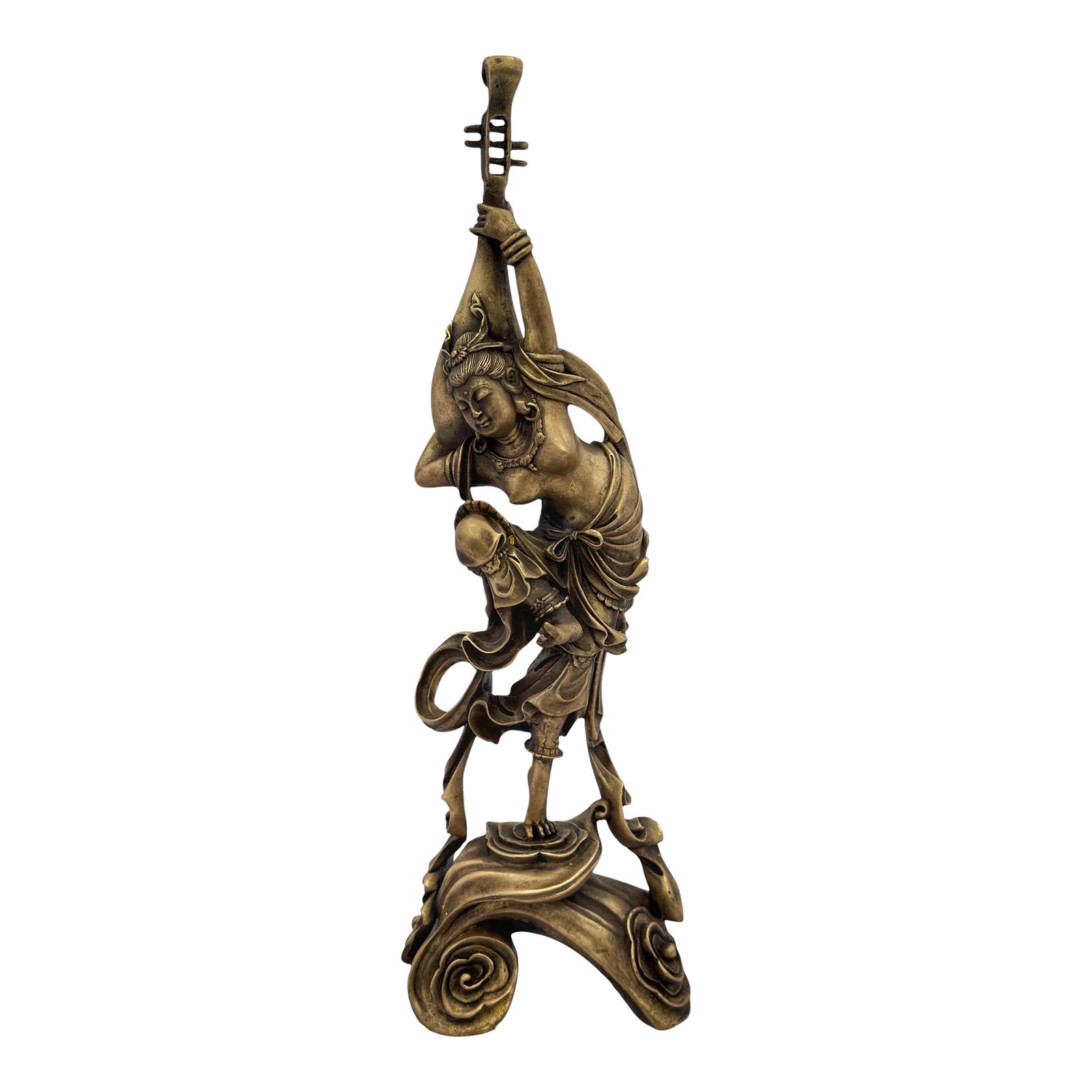 Bronze Dancer With Pipa 4 String Lute Tibet Nepal, Circa 1900 | Chairish