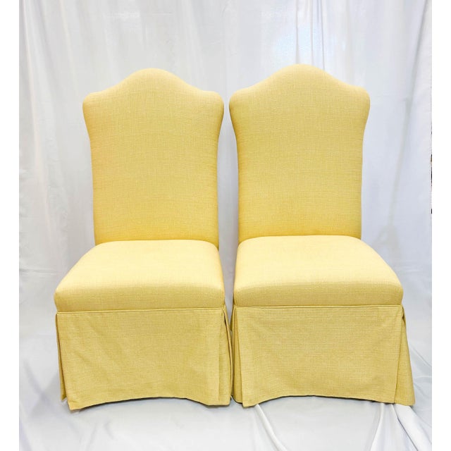 Set of 2 Yellow Custom Upholstered Side/Accent Chairs - a Pair | Chairish