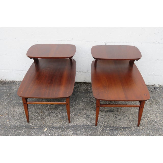 Lane Acclaim Mid Century Modern Two Tiers Side End Lamp Tables a Pair ...