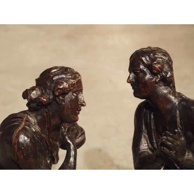 Small 18th Century Carved Oak Statues From France - a Pair | Chairish