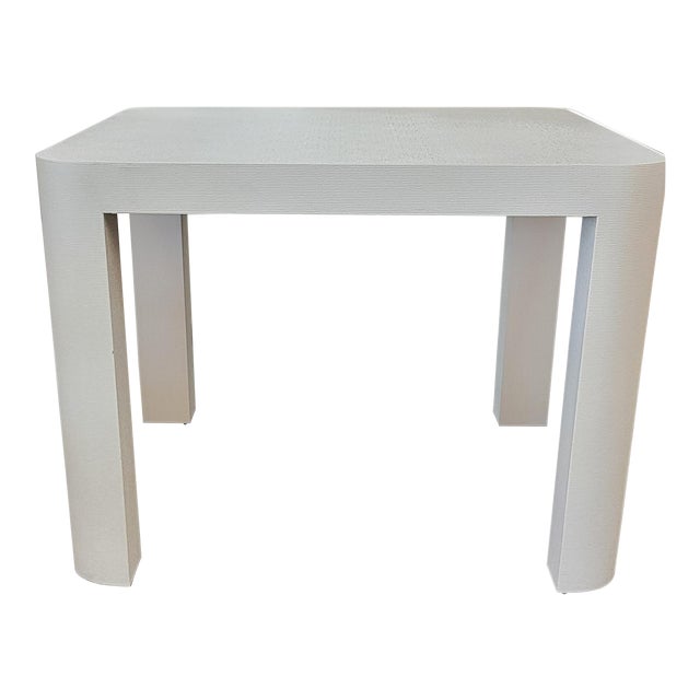 Cream Colored Grass Cloth Card Table | Chairish