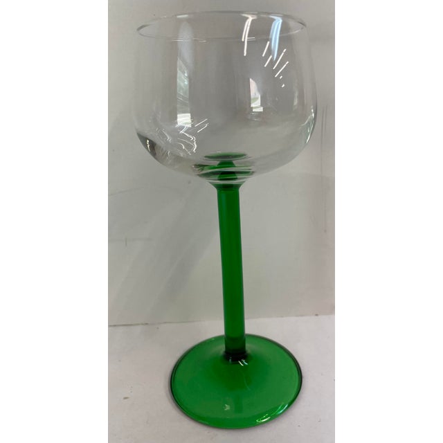 Vintage French Green Stem Wine Glasses Set Of 5 Chairish
