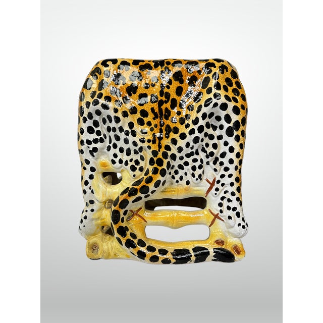 Italian Terracotta Glazed Leopard Stools Vintage - Set of 2 | Chairish