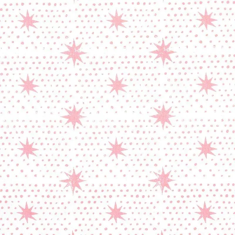 Schumacher X Molly Mahon Spot & Star Fabric in Pink | Chairish