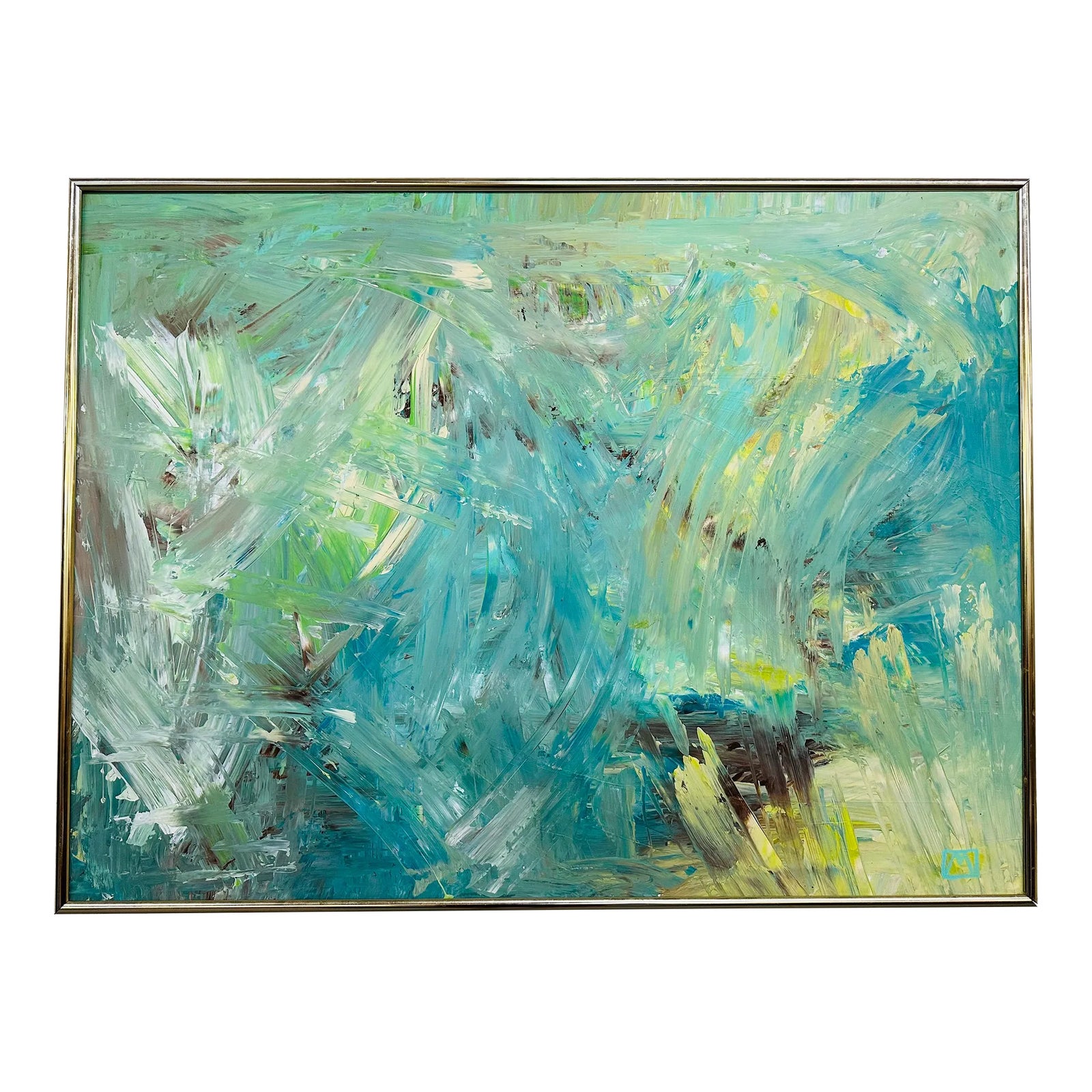 Modern Expressionist Abstract Painting Signed Mullin | Chairish