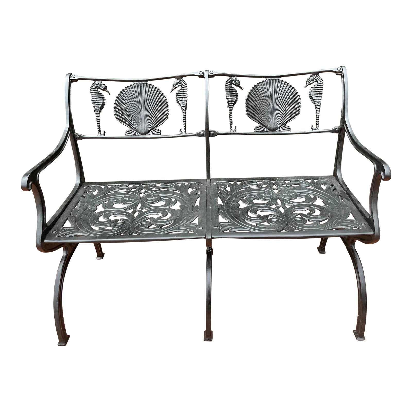 1940s Molla Shell and Sea Horse Design Bench | Chairish
