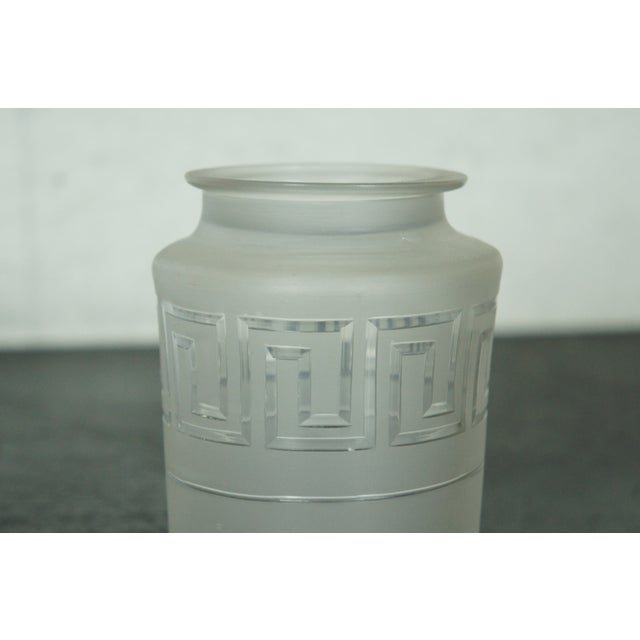 Antique Hand Blown Frosted Glass Greek Key Pickle Vanity Jar Canister ...