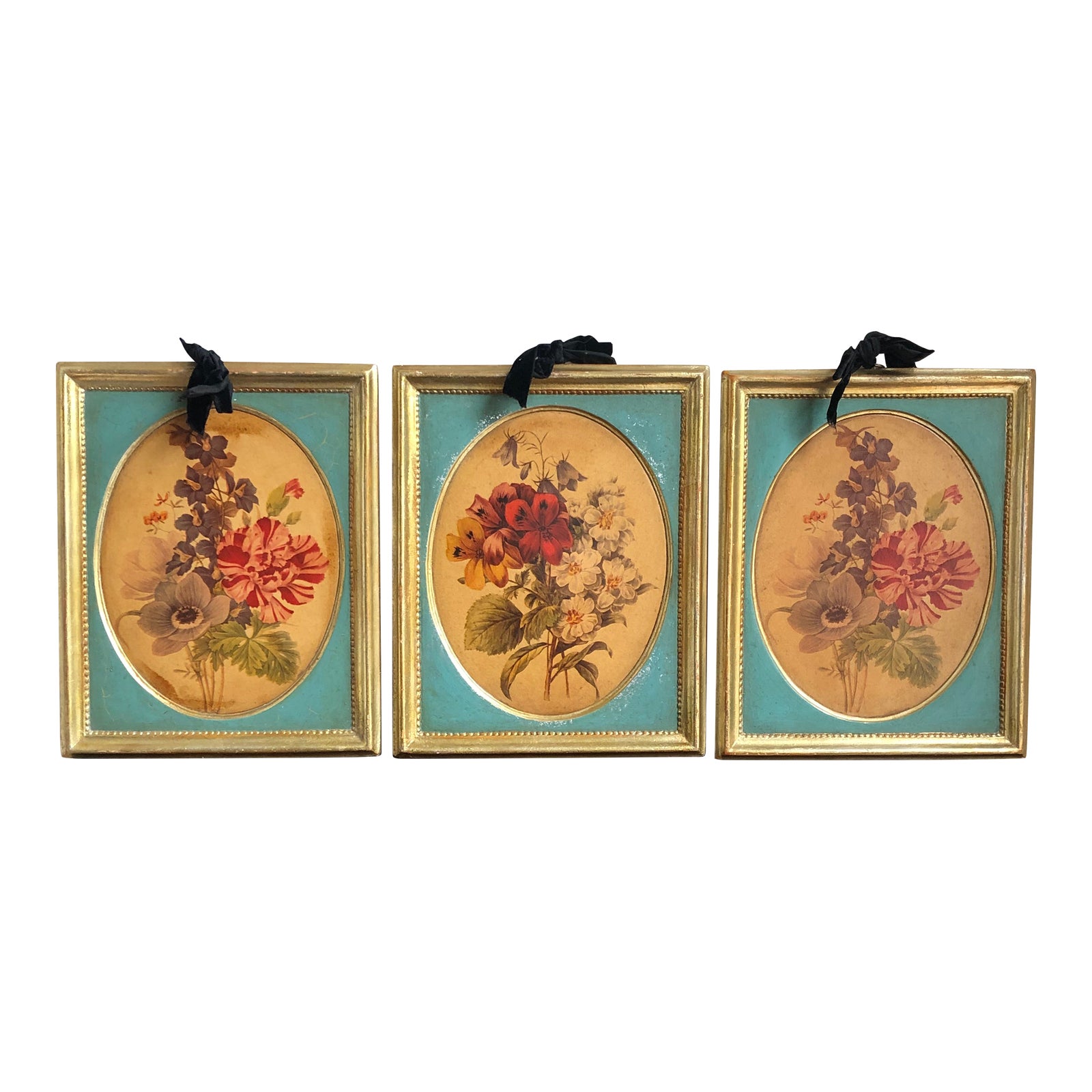 French Provincial-Style Cast Plaster Floral Wall Plaques — Set of 3 ...
