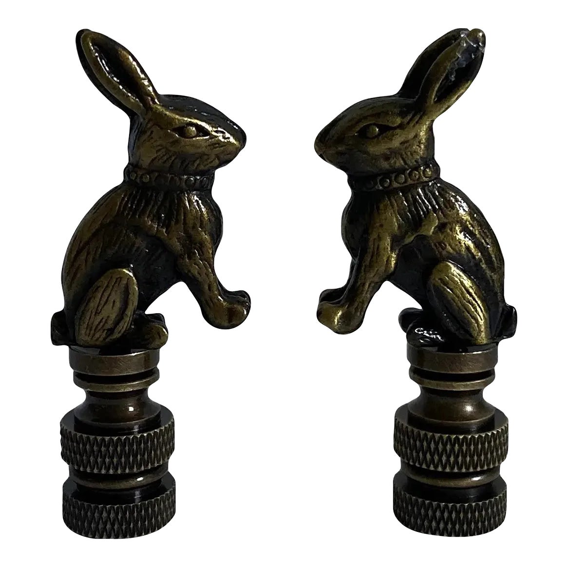 Antique Brass Bunny Lamp Finials - Pair | Chairish