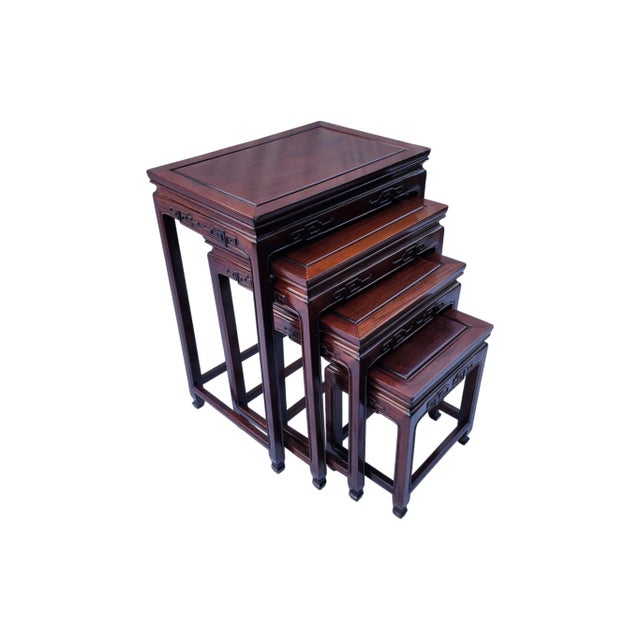 Vintage Rosewood Asian Chinese Nesting Tables - Set of 4 | Chairish