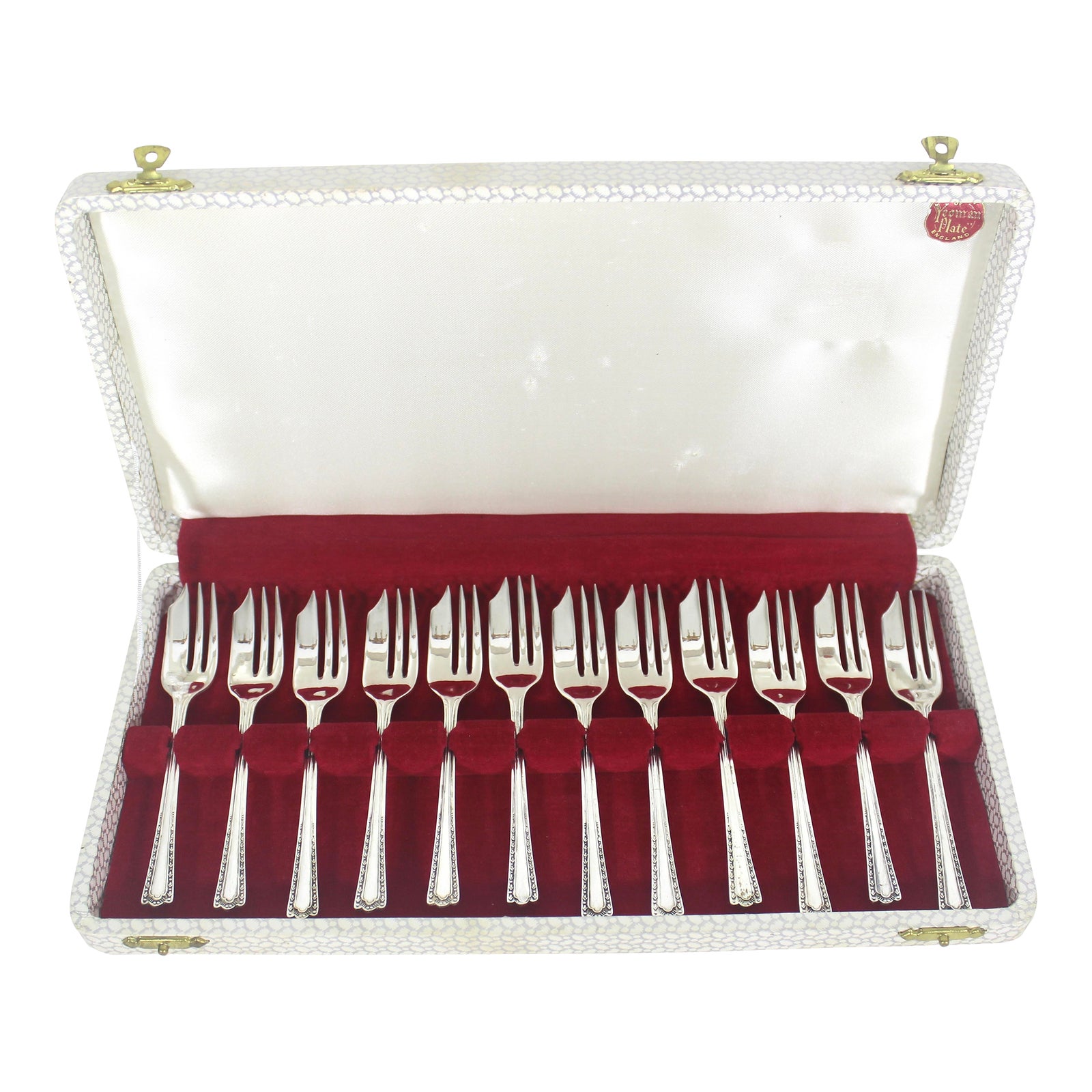 Vintage English Silver Plated Pastry Cake Dessert Forks in Matching ...