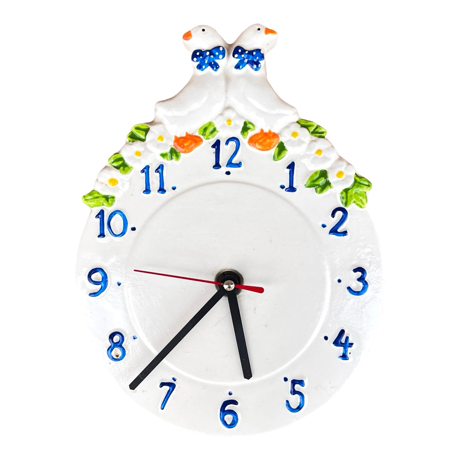 Folk Ceramic Wall Clock, Kienzle, Germany, 1980s. | Chairish