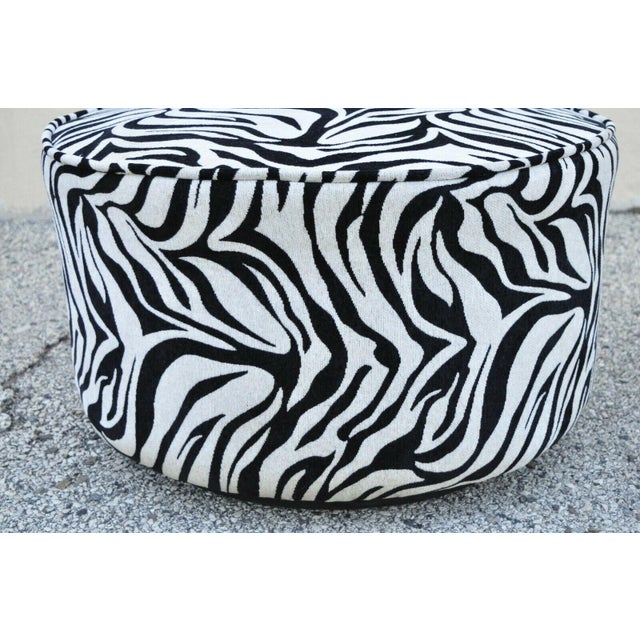Modern Zebra Pattern Upholstered Round Swivel Club Lounge Chair | Chairish