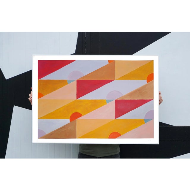 2023 "Sunrise in the Tropics" Geometric Grid Pattern Acrylic Painting ...
