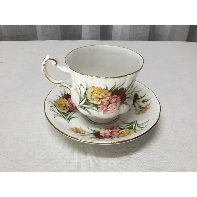 Vintage Paragon Carnations Tea Cup and Saucer. | Chairish